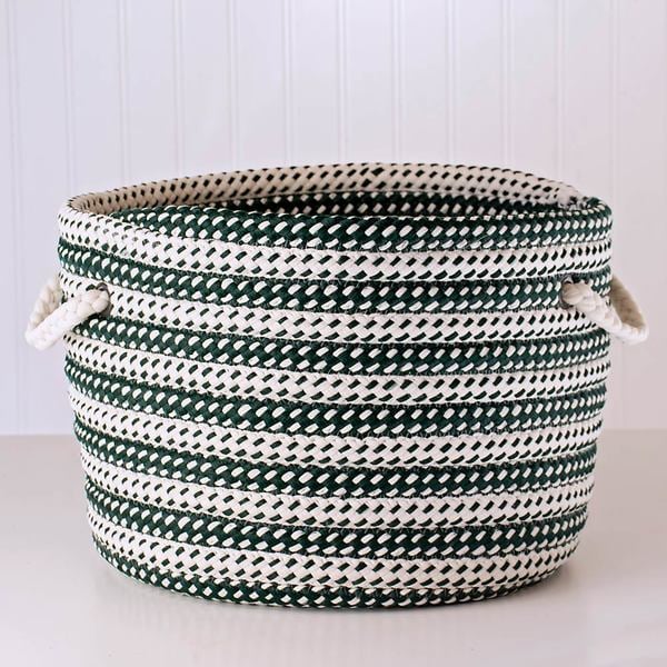 Green & White Rope Basket | White Flower Farm