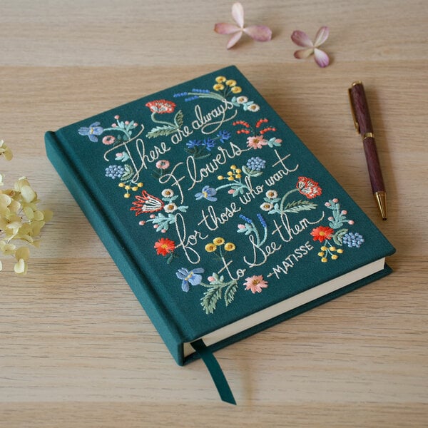 Embroidered Hardcover Journal | White Flower Farm