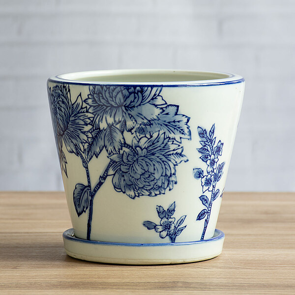 Blue Floral Cachepot | White Flower Farm